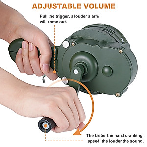 Saladulce Hand Crank Siren Horn Manual Operated Metal Alarm Handheld Air Raid Siren Portable Loud Manual Siren Emergency Safety (Green)