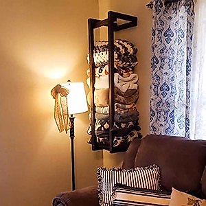 28'' Blanket Wall Rack, Solid Acacia Wood, Handmade Blanket Holder for Room Wall Mounted, Floating Blanket Storage & Display, Wall Decor for Home and Bedroom Organizer