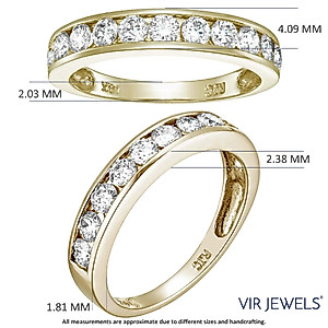 Vir Jewels 1 cttw Diamond Wedding Anniversary Band for Women Half Eternity Diamond Engagement Ring 14K Yellow Gold Channel Set Size 7.5