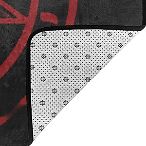 SWEET TANG Area Evil Goat Devil Pentagon Rug Soft Anti-Skid Floor Carpet Bedroom Rug Flannel Carpet Non-Slip Home Decor Durable Bedside Rug Premium Play Mat, 60inchx39inch