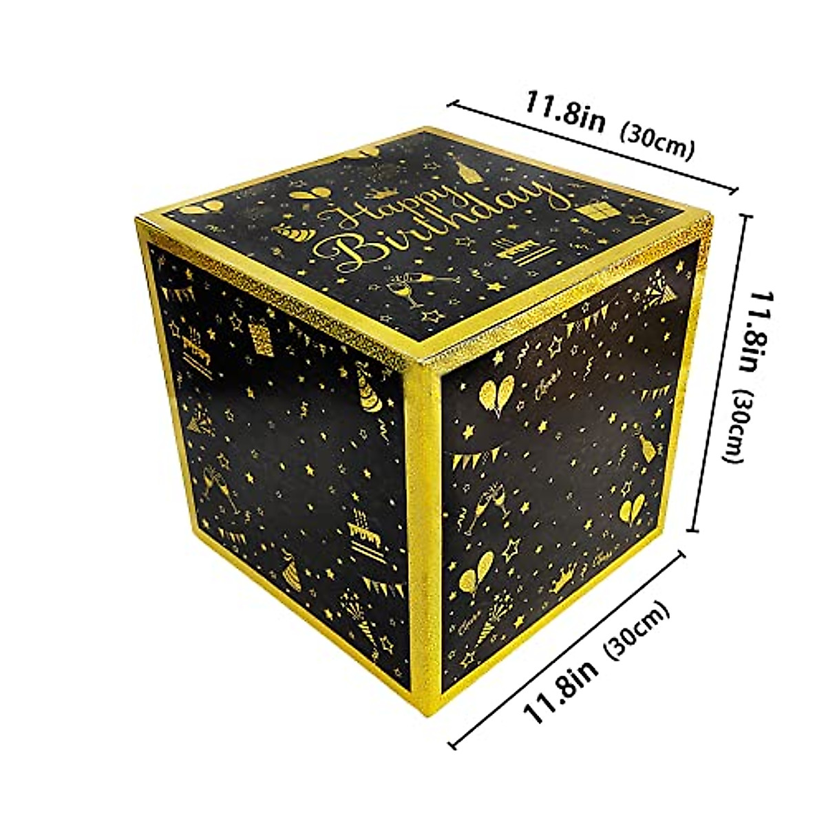 UNIIDECO Birthday Letter Boxes for Party, Black and Gold Birthday Decorations with Number and Letters for 1st 2nd 16th 21th 30th 40th 50th 60th 70th 80th 90th 100th Birthday Decor