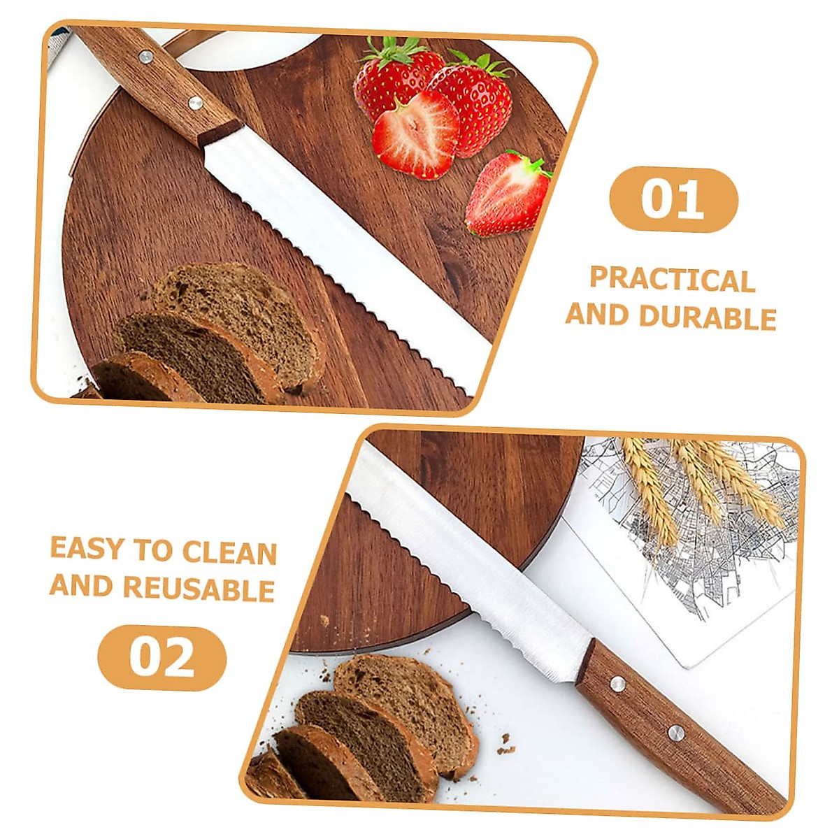 Yardwe Cookie Cutter Serrated Bread Metal Cutter Tool Serrated Acacia To Bake Kitchen Gadgets