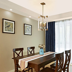 HOTIPRO Modern Gold Chandelier Contemporary Gold Pendant Light 4-Light Hanging Light Fixture for Living Room Dining Room Foyer Kitchen W13.78 Inches… B0C9LZPTXK