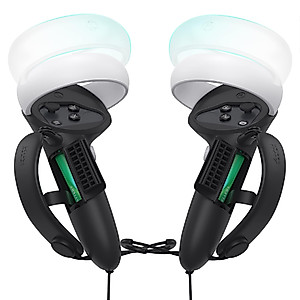 KIWI design Controller Grips Compatible with Quest 2 Accessories, with Battery Opening Protector with Knuckle Straps, Suitable for Large Hands (Black)
