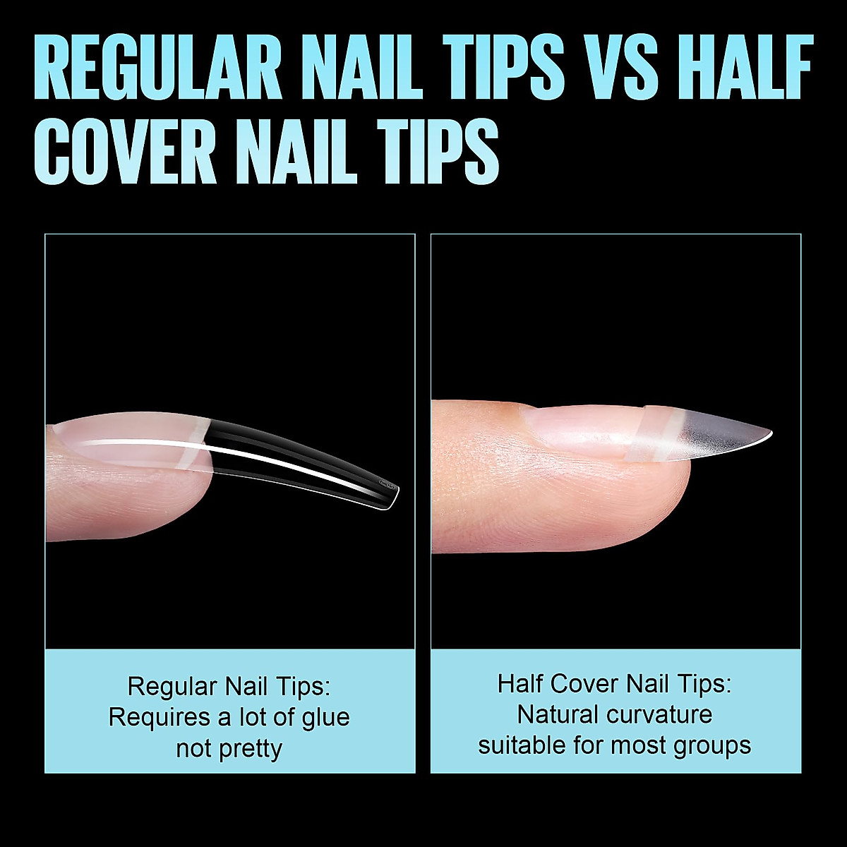 TOMICCA Short Oval Nail Tips, 240Pcs Acrylic Full Matte Nail Tips, 12 Sizes No C Curve Fake Half Cover Nail Tips for Nail Extension Salon Home DIY