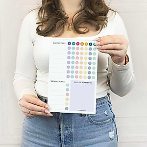 bloom daily planners Magnetic Chore Chart Planning Pad - Daily & Weekly Habit To Do Tracker for Adults, Teens, Kids - Family Organizer and Responsibility Reward System - 60 Sheets - 6” x 9”, Bright