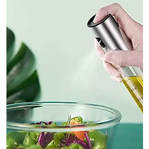 FINECE Oil Sprayer for Cooking, 100ml Olive Oil Sprayer Mister for Air Fryers, Oil Spray Bottle, Vinegar Soy Sauce Dispenser, Oil Mister with Stainless Steel Cap, for Baking Roasting Frying Use