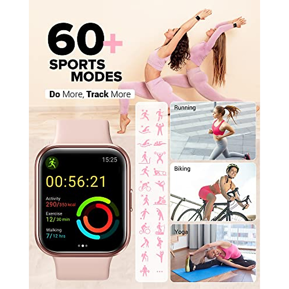 Fitness Tracker, Smart Watch with Alexa [Answer/Make Call] 24/7 Heart Rate，Blood Oxygen Monitor, Sleep Tracker, IP68 Waterproof Activity Trackers and Smart Watches for Android iOS