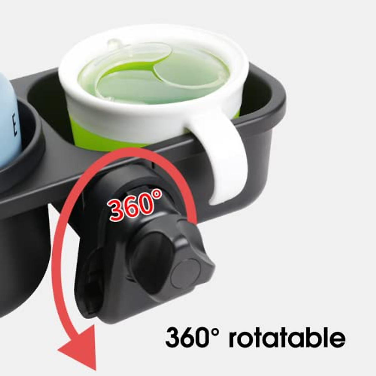 LUFFCABO Universal Stroller Accessories with Stroller Cup Holder and Stroller Tray to Hold Stroller Snack Catcher, 2 in 1 Stroller Tray Attachment (Grey)