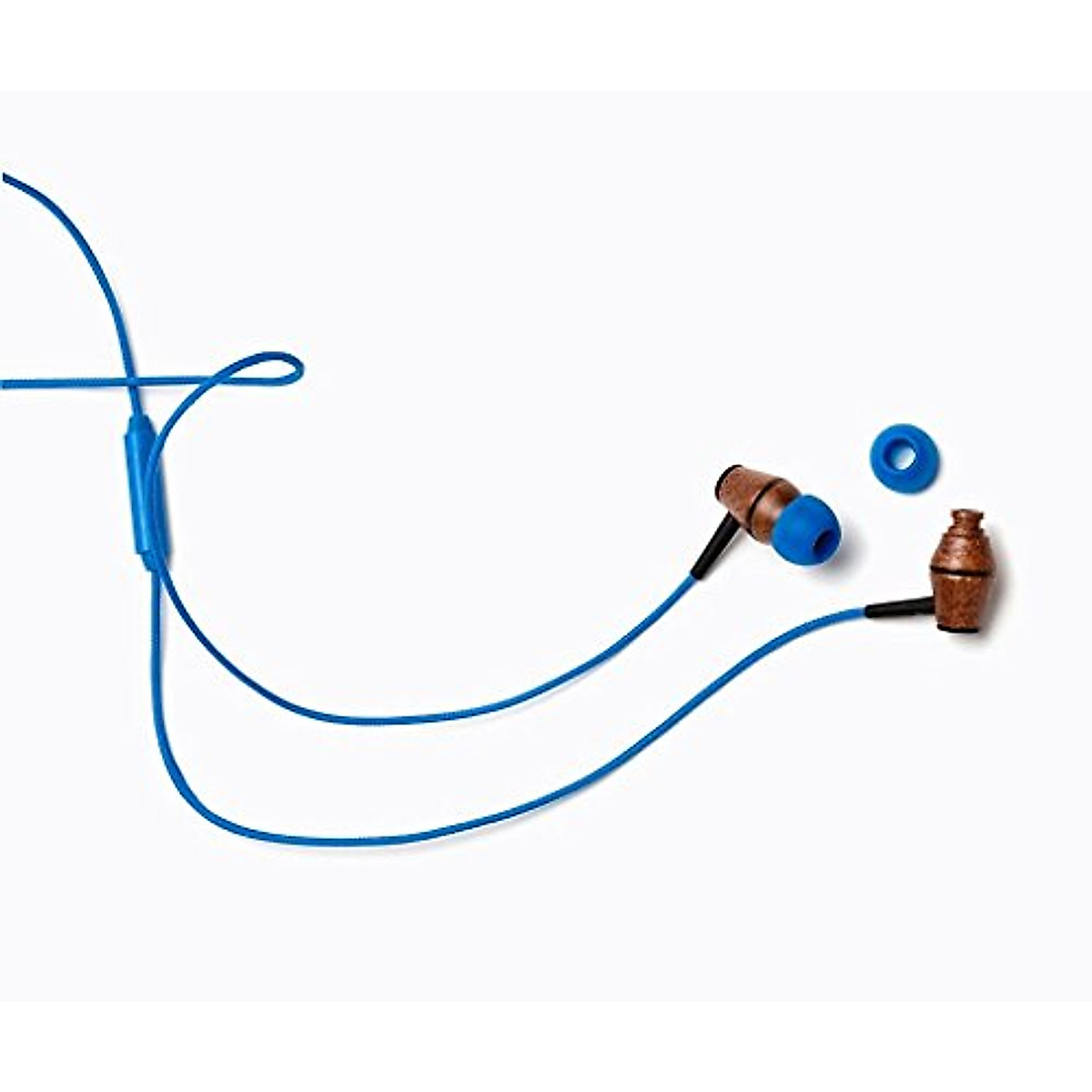 Symphonized XTC Premium Genuine Wood in-Ear Noise-isolating Headphones with Microphone (Blue Nylon Cord)