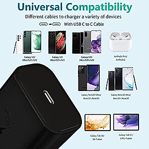 45W Samsung Super Fast Charger Type C USB-C Wall Charger for Samsung Galaxy S23 S22 S21 S20 Ultra Plus S22+ S23+ S21+, Galaxy Tab S8 S7 5G FE S7+ S8+, Note 10 Plus 10+ Note 20 Cargador De Para 45 Watt