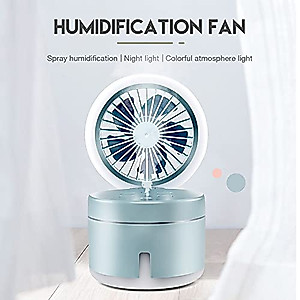 Small Personal Desk Fan Mini Misting Fan USB Rechargeable ultra-light portable long standby,3 Modes Mist Output with 350ml Water Tank,Cooling 3 Speeds Fan for Kids, Students, Outdoor, Bedroom, Office (blue)