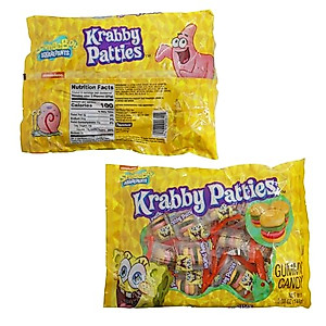 Burger Gummy Bundle. Includes One-5.08 Oz Bag of Spongebob SquarePants Krabby Patty Gummies Plus a Zombibites Fridge Magnet. Krabby Patty Gummies are Fat Free Gummy Candies!
