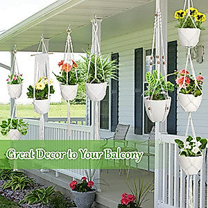 Macrame Plant Hangers - 6 Pack Indoor Hanging Plant Holder - Different Tiers Handmade Macromay Cotton Rope Hanging Planters Set, for Indoor Outdoor Boho & Home Decor