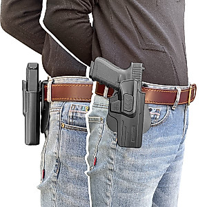 OWB Paddle Polymer Holsters Fit: Smith & Wesson SD9 VE / SD40 VE Pistol, Outside Waistband Open Polymer Holster with Safety Lock, Angle adj-1.5“-2” Belt Adjustable (Black)