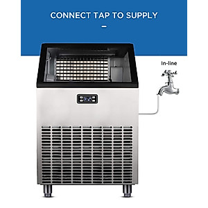 ADT Ice Mahcine Stainless Steel Under Counter Freestanding Commercial Ice Maker Machine for Home/Kitchen/Office/Restaurant/Bar/Coffee (270LB, Single-Water Inlet)