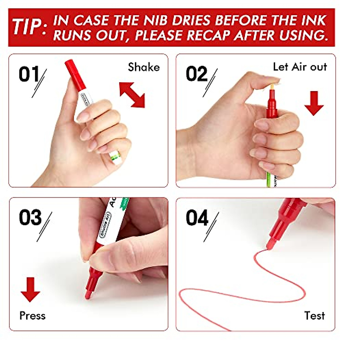 Shuttle Art Paint Pens, 42 Colors Acrylic Paint Markers, Low-Odor Water-Based Quick Dry Paint Markers for Rock, Wood, Metal, Plastic, Glass, Canvas, Ceramic