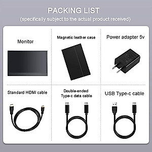 Portable Monitor, Full HD IPS Screen with Wide Viewing Angle, 13.3-inch Gaming Monitor, Stereo Dual Speakers, 60HZ, with Protective Case