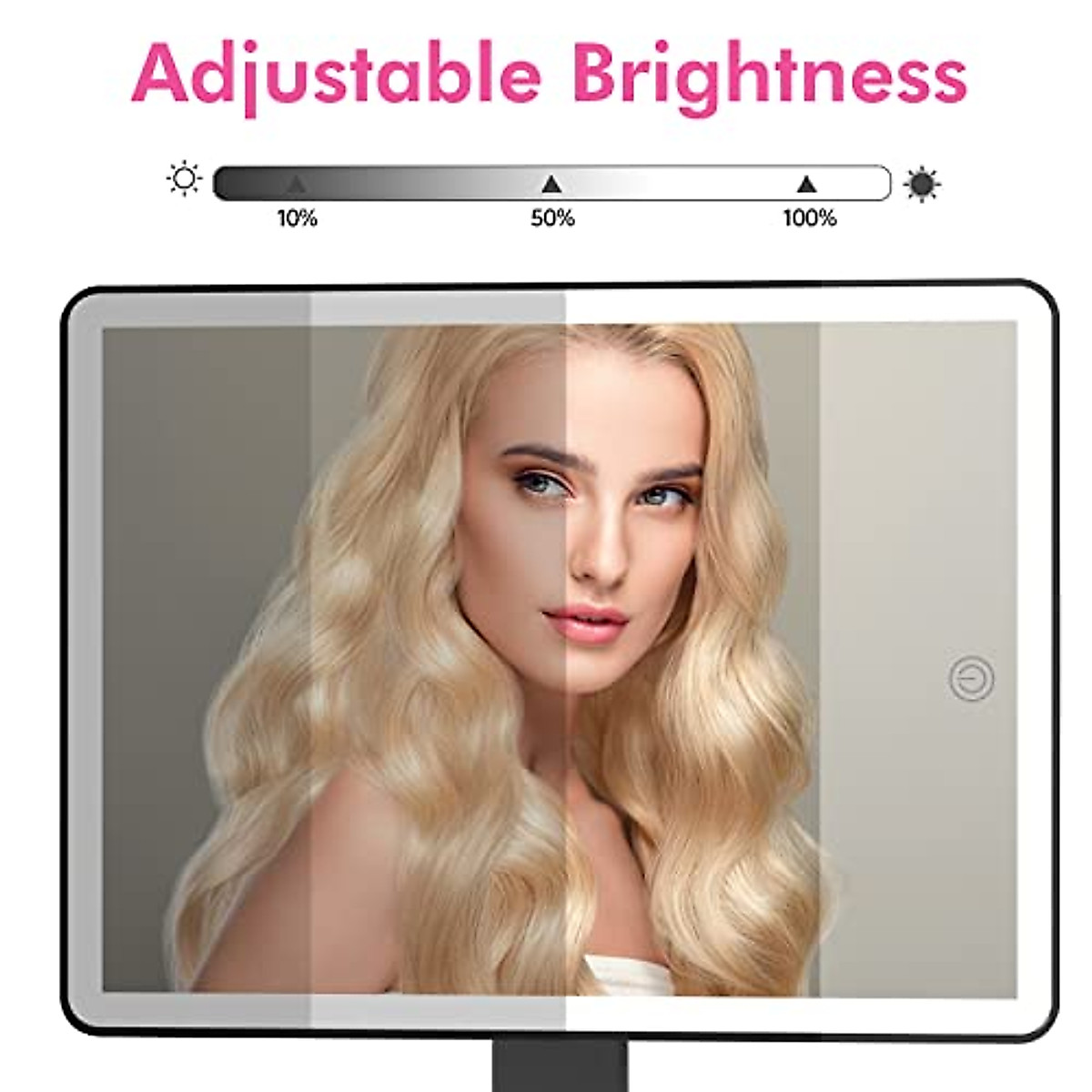 COSMIRROR Large Lighted Makeup Mirror, 14.5in x 9in, 88 LED Lights, 10X Magnification, Touch Sensor Dimming, 360 Rotation Tabletop Personal Beauty Light Up Mirror