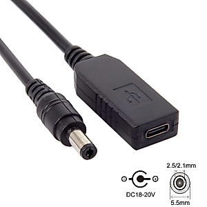 cablecc USB 3.1 Type C USB-C to DC 20V 5.5 2.5mm & 2.1mm Power Plug PD Emulator Trigger Charge Cable for Laptop