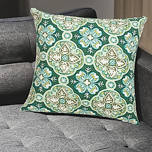 FUNHOME Set of 2 Patio Lumbar Pillows with Insert, 12”x20” Waterproof Fade Resistant Outdoor Lumbar Pillow, Decorative Garden All Weather Lumbar Cushions for Home Patio Coach Sofa Use-Green Medal