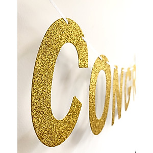 GZFY Gold Glitter Congrats Banner Sign for Graduation Party Supplies Decoration