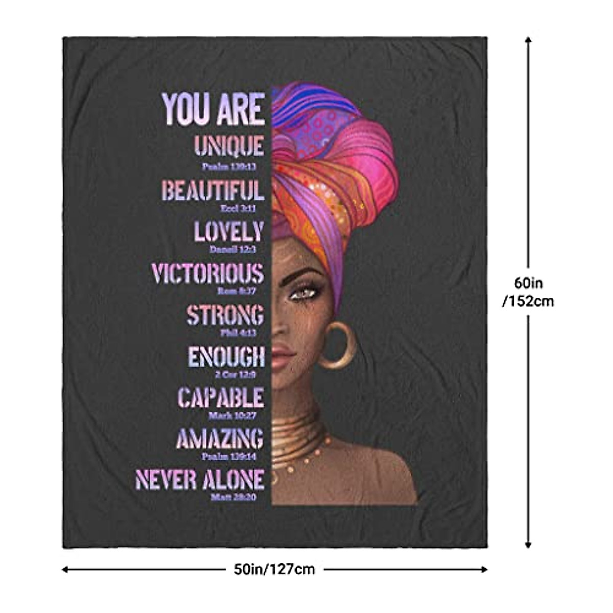 African American Woman Throw Blanket Ultra Soft Warm Cozy Lightweight Microfiber Blankets Flannel Sherpa Fuzzy Fluffy Plush Throws for Sofa Couch Bedding All Season 60"x50"