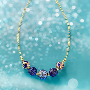 Ross-Simons Italian Multicolored Murano Glass Bead Necklace in 18kt Yellow Gold Over Sterling. 18 inches