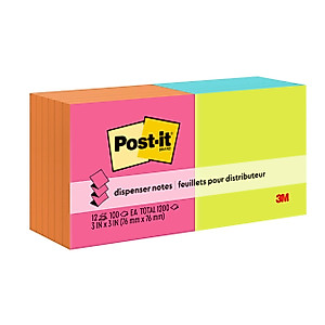 Post-it Pop-up Notes, 3x3 in, 12 Pads, America's #1 Favorite Sticky Notes, Poptimistic, Bright Colors, Clean Removal, Recyclable (R330-12AN)