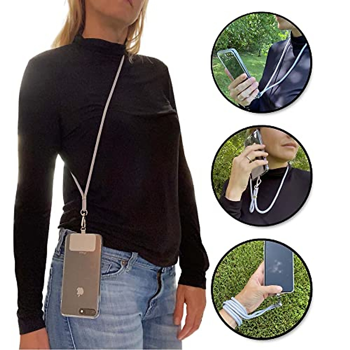 Universal Gray Phone Lanyard with Adjustable Strap - Multipurpose for Phone, Badge or Keys