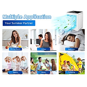 Portable Air Conditioners Fan, Evaporative Air Cooler with 3 Speeds 3 Timers, Personal Mini Air Cooler Touch Screen Desktop Cooling Fan with Large Water Tank for Home Room Office Camping Car