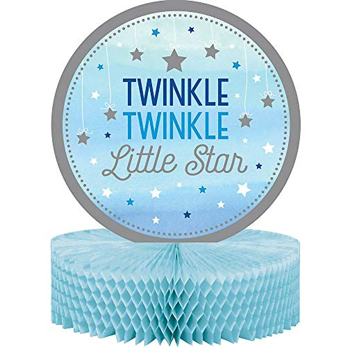 Party Central Pack of 6 Gray and Blue Twinkle Twinkle Little Star Tissue Centerpieces 13.5"
