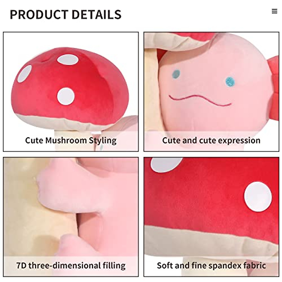 HAIJUNYA 15" Cute Mushroom Axolotl Plush Pillow, Kawaii Red Mushroom Axolotl Stuffed Animals Toy Decor, Soft Squishy Plushies Gifts for Girls, Christmas, Birthday