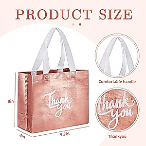 36 Pcs Rose Gold Gift Bags Bridesmaid Gift Bag Bachelorette Bags Gift Wrap Bags Non Woven Reusable Shiny Small Thank You Gift Bags, Tote Bags Bulk for Christmas Birthday Holiday 9.7 x 4 x 8 Inch