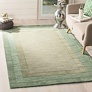 SAFAVIEH Impressions Collection 7'6" x 9'6" Green / Beige IM821D Handmade Premium Wool Area Rug