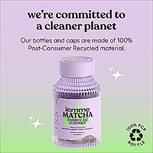 Lemme Matcha Superfood Energy Gummies with Organic Matcha Green Tea, Vitamin B12 and Antioxidant CoQ10 to Support Cellular Energy, Metabolism & Healthy Skin - Vegan, Gluten Free, Non GMO (60 Count)