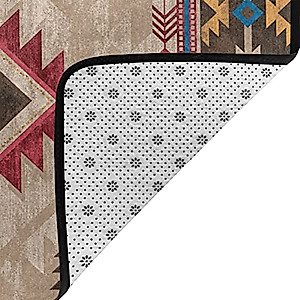 ZHUBAJIE Natural Rustic Vintage Indian Tribal Southwestern Area Rugs Home Decor Pad for Living Room Bedroom Bathroom Floor Mat Non-Slip Carpets2x3 ft