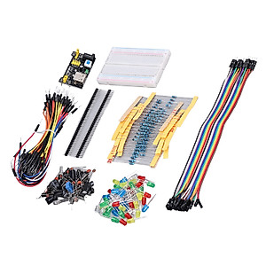 Electronic Component Kit Assortment Breadboard Capacitor Resistor PCB + Metal Basic Electronic Starter Kit One-Stop Learning Electronics and Programming Tools for