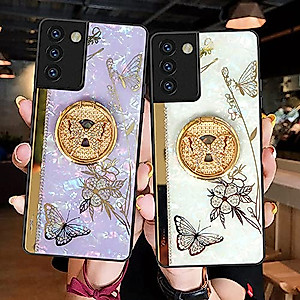 for Samsung Galaxy A53 Case for Women with Kickstand,Luxury Bling Diamond Cute Crystal Rhinestone Butterfly Floral Design,Soft TPU Bumper Sparkle Glitter Pearl Hard Back Girly Cover for Samsung A53