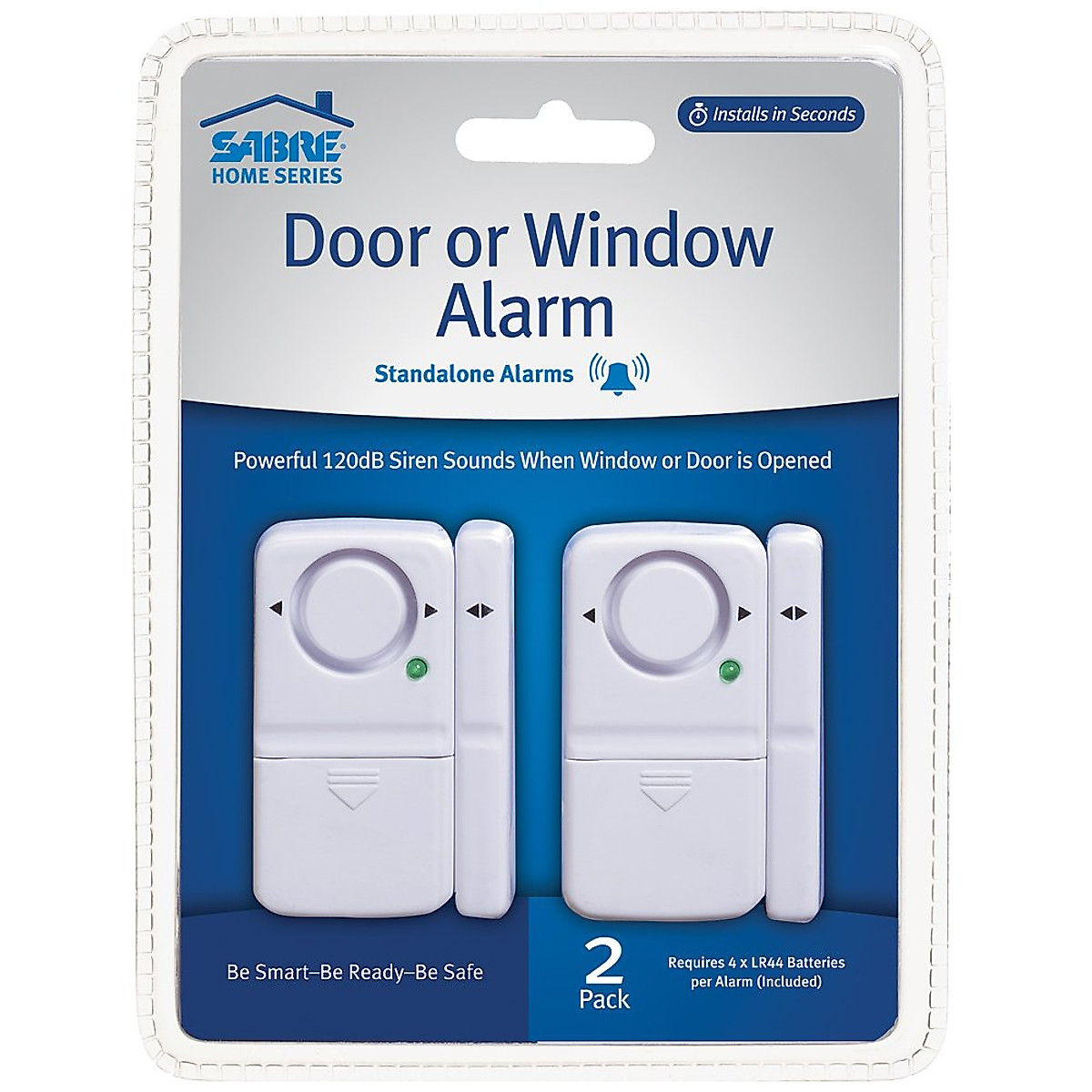SABRE Wireless Home Security Door Window Burglar Alarm with LOUD 120 dB Siren, DIY EASY to Install, 2-Pack,white