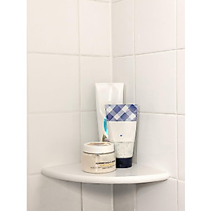Marble Object Premium White Corner Shelf 9" Polished Shower Shampoo Holder White Stone Bathroom Caddy