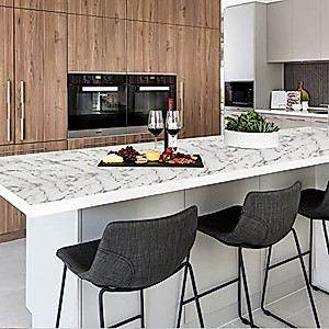 Drawer and Shelf Liner for Kitchen Cabinet: Non Adhesive Fridge Liner Washable Reusable Easy to Clean Strong Grip Liner for Cabinets, Dresser, Bathroom Cupboard Drawers, White Marble (12 in x 10 FT)