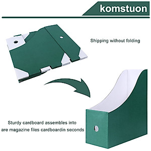 komstuon Magazine File Holder(6 Pack), Cardboard Magazine File Holder,Document Organizer,Desk File Organiser For School, Office, Home Magazine File Storage