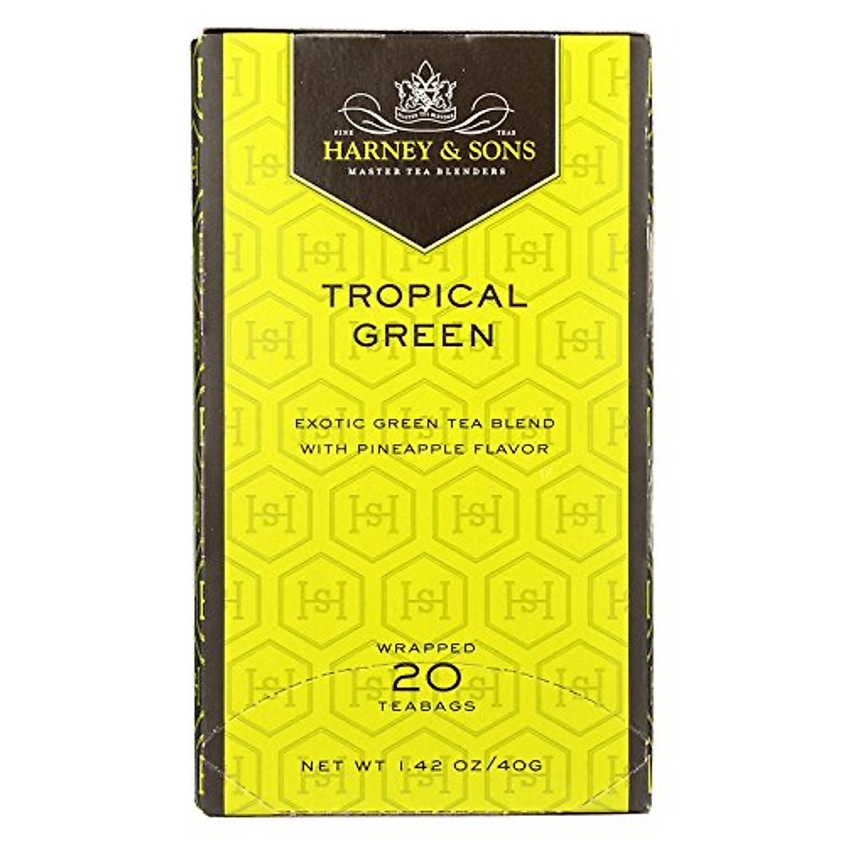 Harney & Sons, Tea, Tropical Green, Prem, Pack of 6, Size - 20 BAG, Quantity - 1 Case