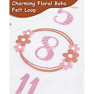 Eunikroko Floral Boho Baby Monthly Milestone Blanket Little Girl Bohemian Photo Prop Blanket Pampas Grass Ideas for Newborn Princess Pink Nursery Décor 40" X 50"