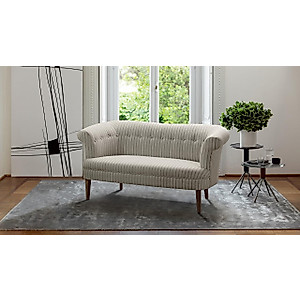 CHERS Tufted Sofa, Vintage Chesterfield Couch with Rolled Arms and Elegant Boucle Upholstery Loveseat for Living Room Furniture, Off-White