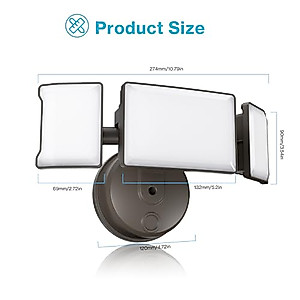 Olafus 60W Flood Lights Outdoor, Switch Controlled 6000LM LED Security Lights, IP65 Waterproof Outside Floodlights, 6500K Exterior Flood Light Fixture Wired for House Yard Porch Eave Brown