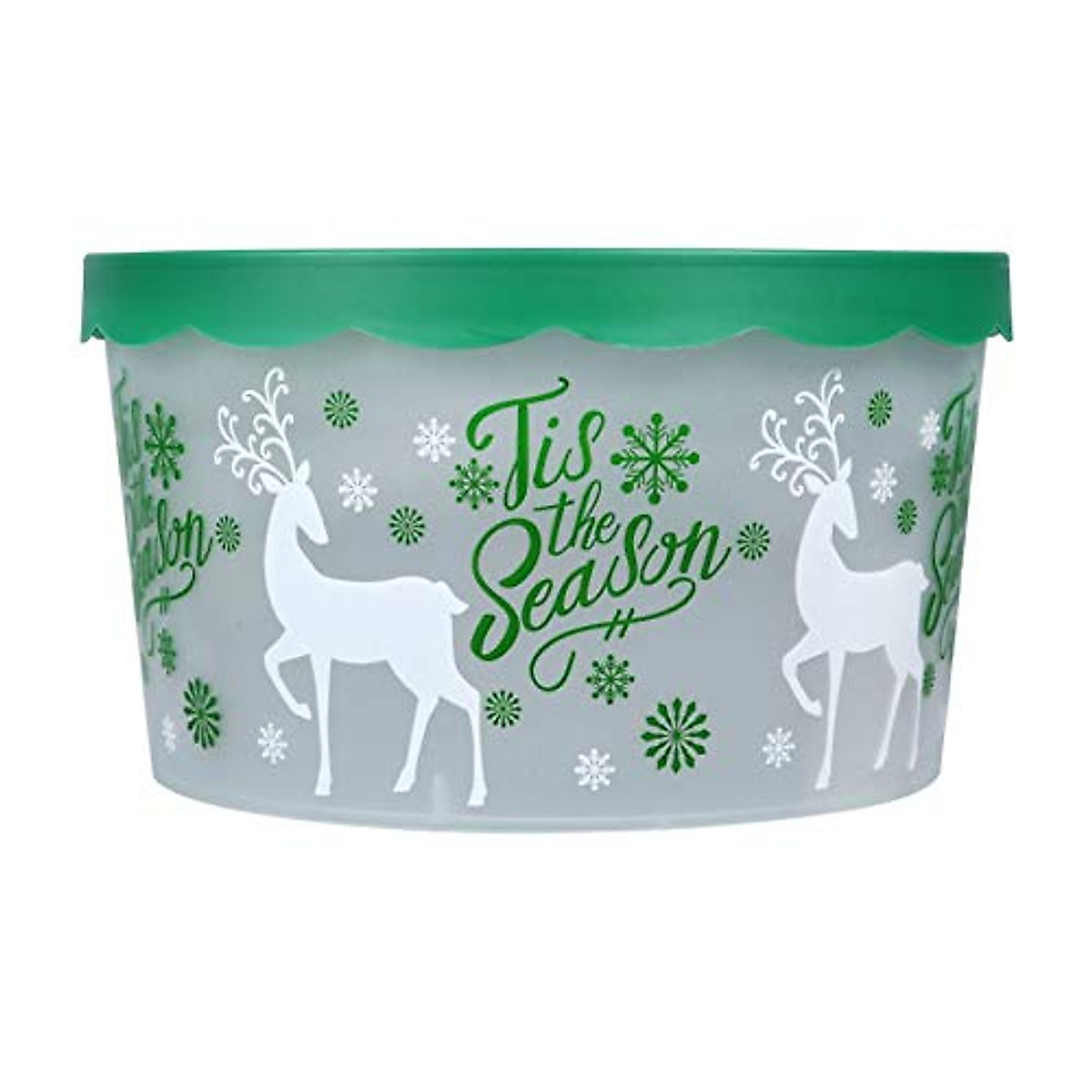 Christmas Food Containers with Lids For Holiday Baked Goods, Food Gifts, Treats, Candy - Plastic - Large Approx 4x8 Inches - Set of 3