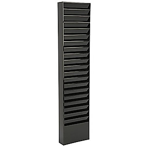 Displays2go File Folder Wall Rack, 20 Pockets, Tiered, Office and Medical Charts (Black, Powder Coated Steel)