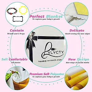 LYLYCTY Baby Monthly Milestone Blanket for 1 to 12 Months Baby, Cartoon Mouse Blanket for Baby Pictures Personalized, Includes Wreath and Frame 48"x40" BTZYLY38